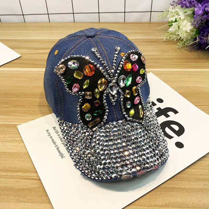 Rhinestone Blue Butterfly Cap | BUTTERFLY KINGDOM