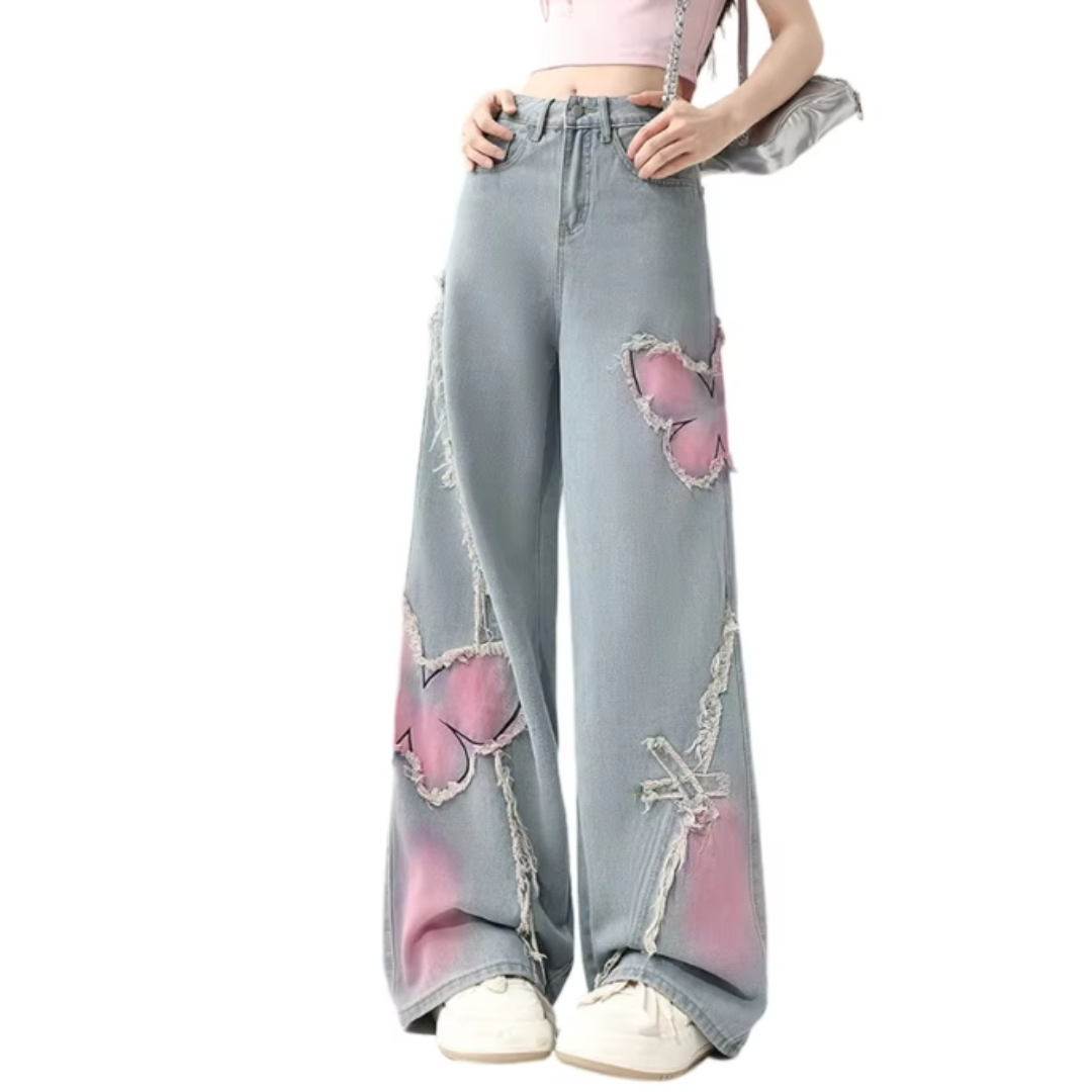 High Waisted Butterfly Jeans | BUTTERFLY KINGDOM