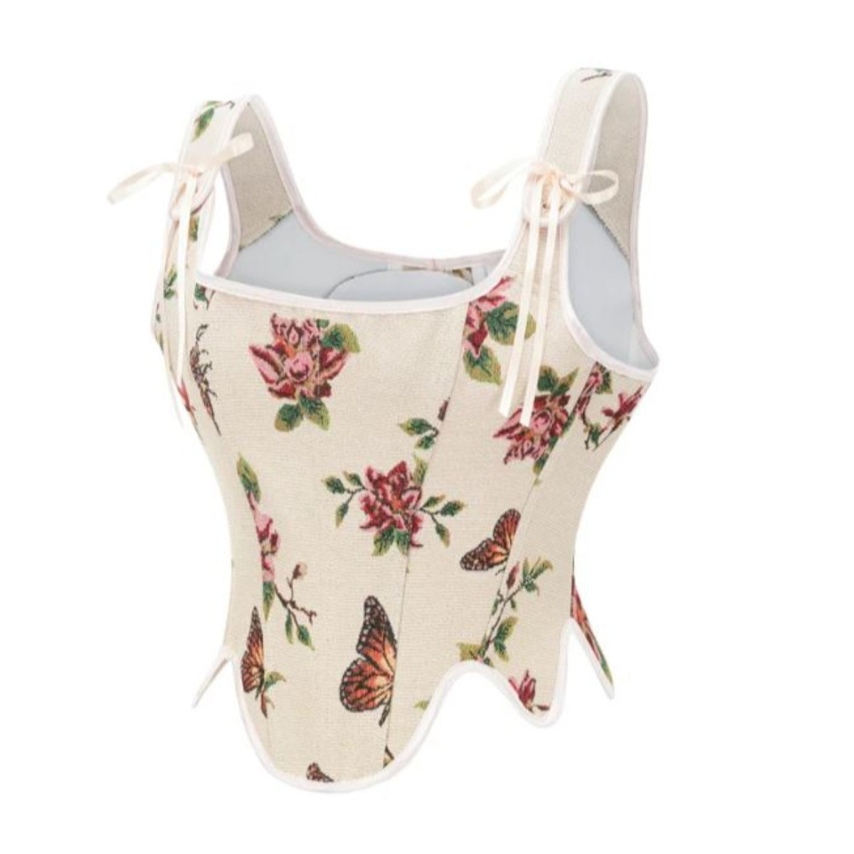 Beige White Butterfly Corset Top – BUTTERFLY KINGDOM