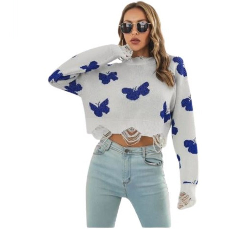 Dark Blue Butterfly Sweater | BUTTERFLY KINGDOM
