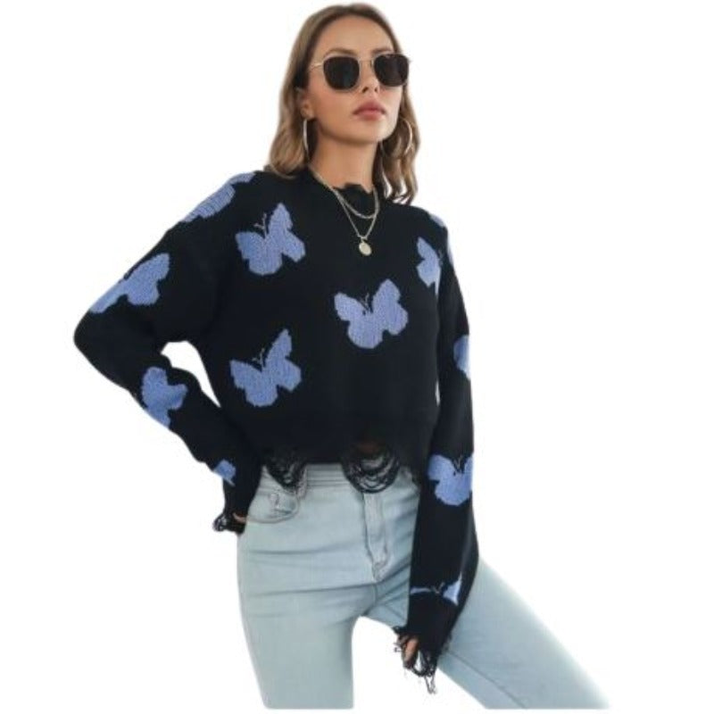 Lavender Blue Butterfly Sweater | BUTTERFLY KINGDOM