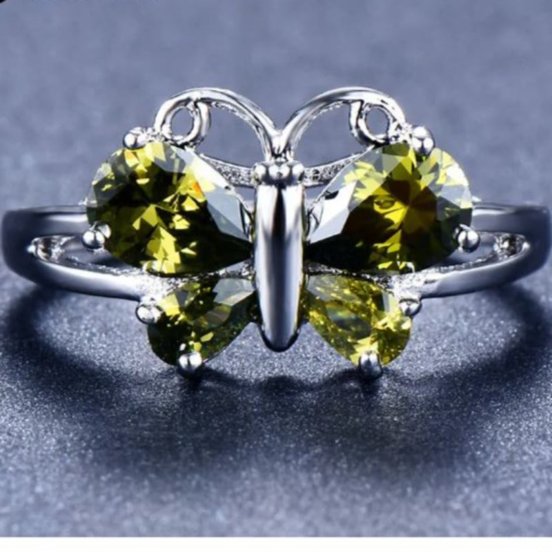 Olive Green Butterfly Ring | BUTTERFLY KINGDOM